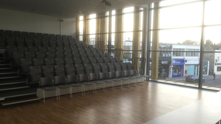 The auditorium (Rooms A and B combined with raked seating)